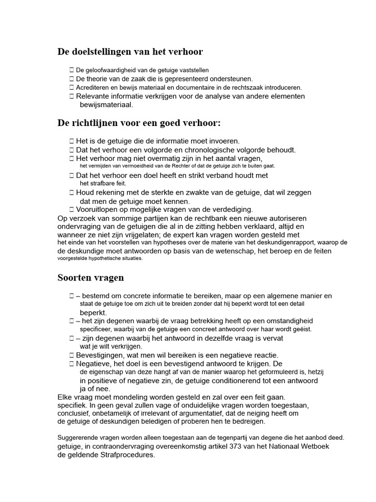 De Doelstellingen Van Het Verhoor | PDF