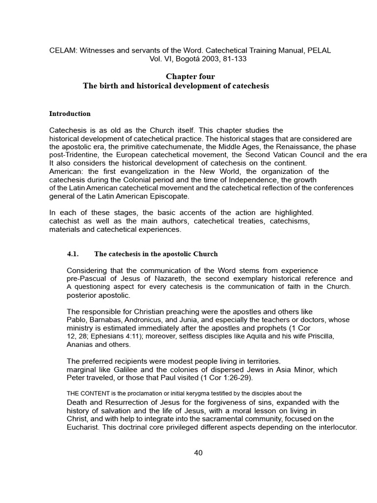 Chapter 4. Historical Development of Catechesis CELAM | PDF | Catechism ...