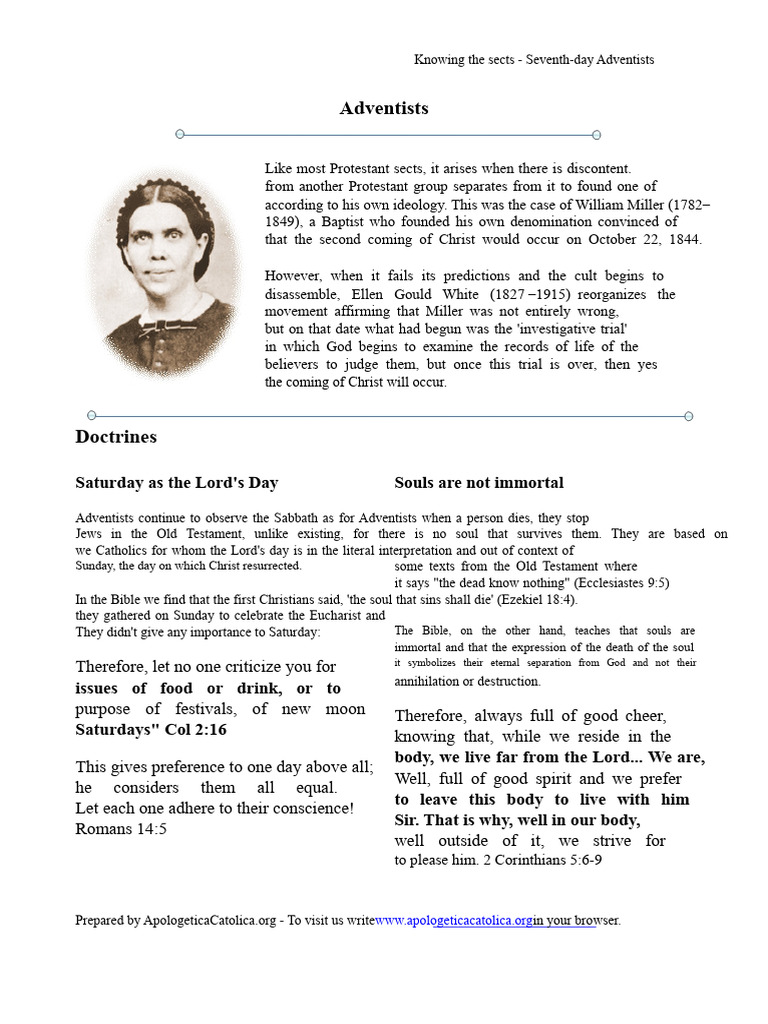 Brochure - Adventists | PDF | Seventh Day Adventist Church | Hell