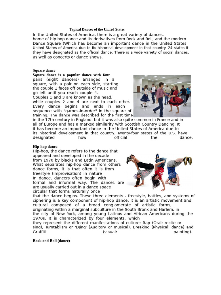 Traditional Dances of the USA | PDF | Dances | Entertainment