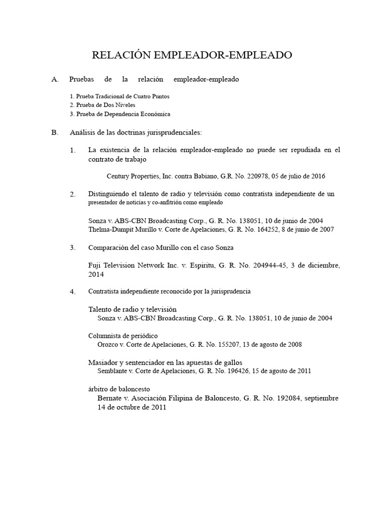 Casos sobre la relación empleador-empleado | PDF