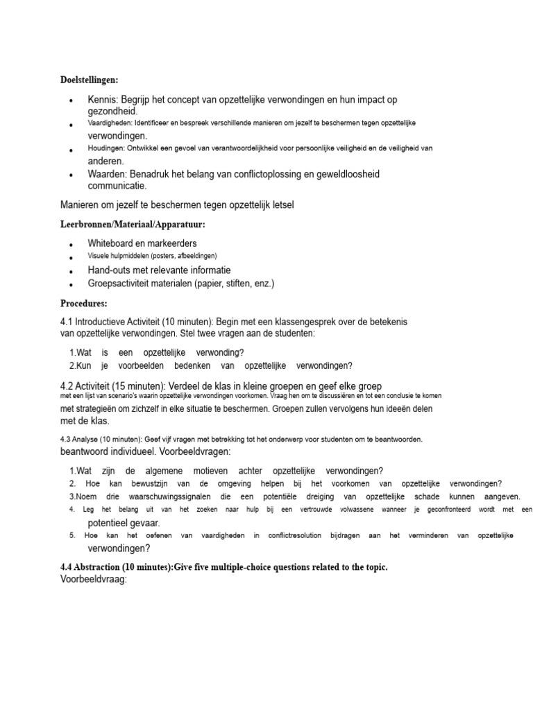 Manieren Om Jezelf Te Beschermen Tegen Opzettelijke Verwondingen | PDF