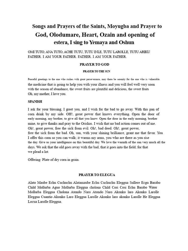 Songs and Prayers of The Saints | PDF | Prayer | Santería