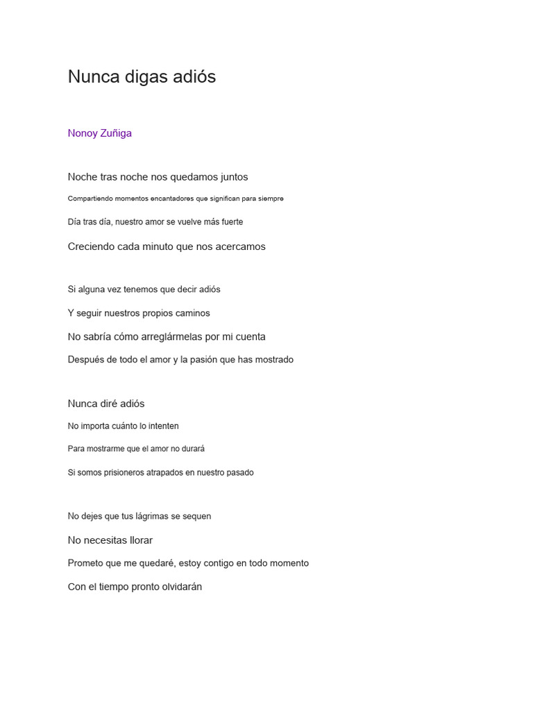 Nunca, Nunca Digas Adiós | PDF