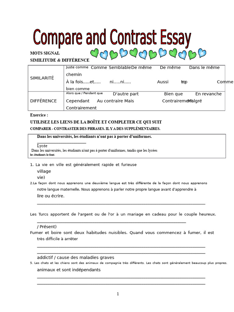 Comparaison et contraste des phrases | PDF | Téléphone | Téléphonie mobile