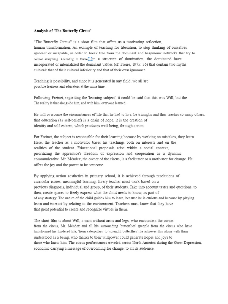 Analyzing "The Butterfly Circus" | PDF
