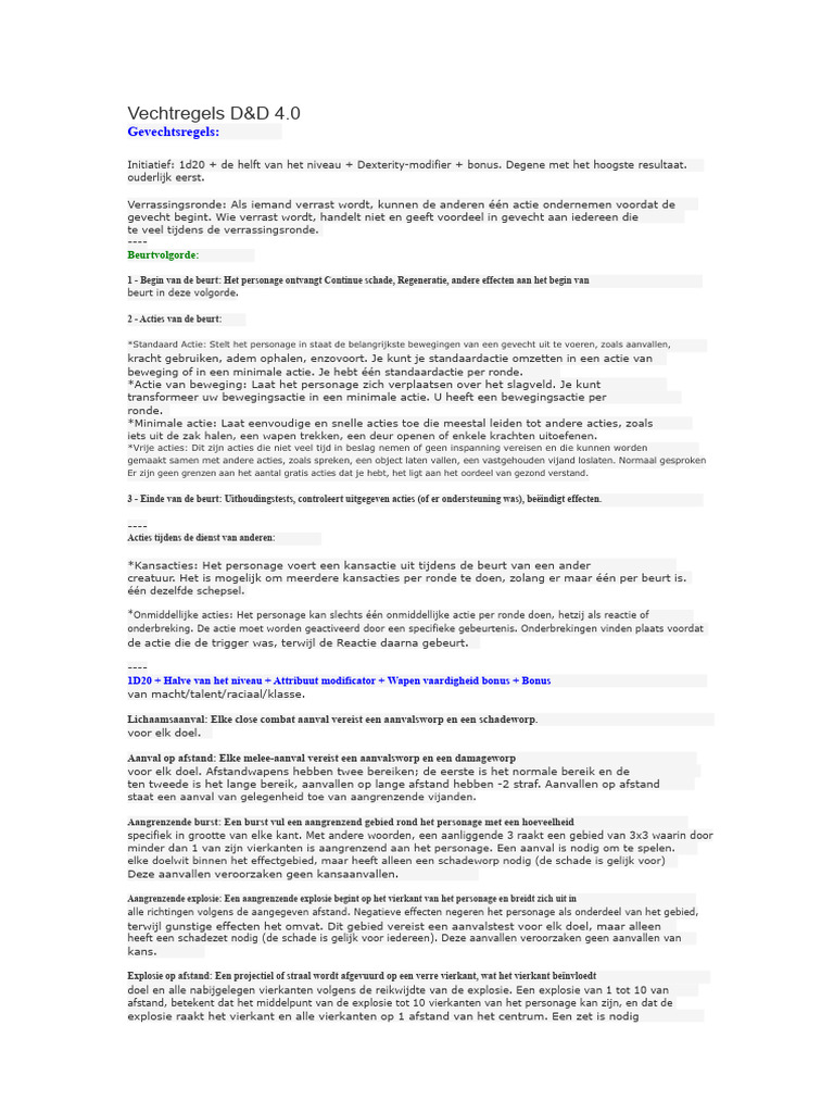 Regels Voor Gevecht D&D 4e Editie | PDF