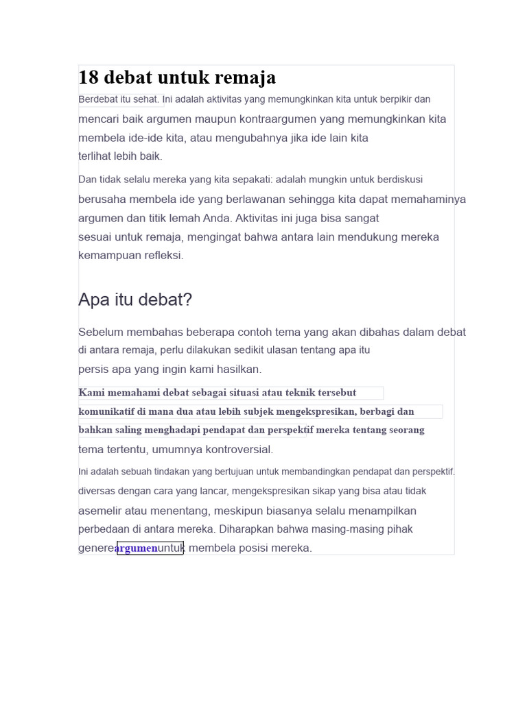18 Tema Debat Menarik untuk Remaja | PDF