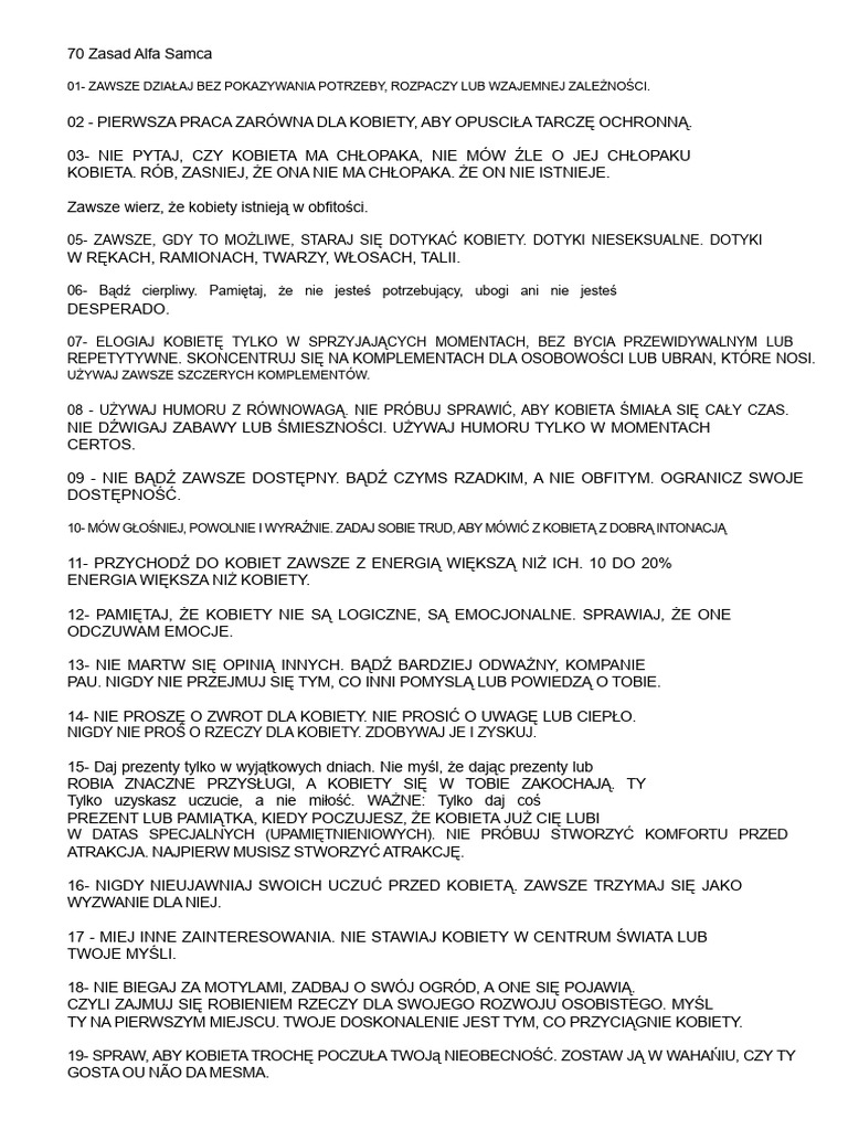 70 Zasad Alfa Samca | PDF