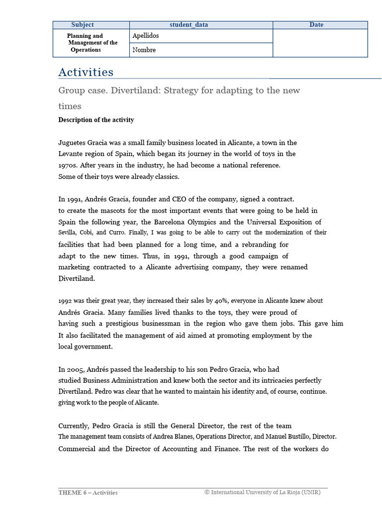 Case Operations - Divertiland | PDF | Demand | Economies