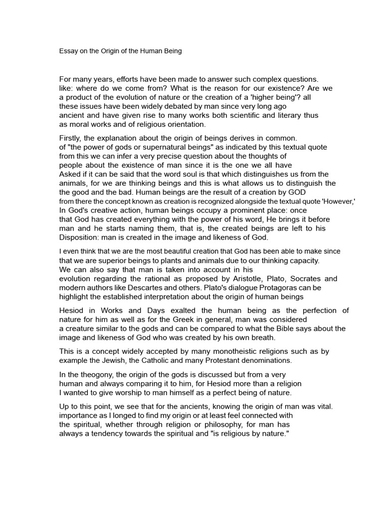 Human Origin: Creation vs. Evolution | PDF | Creationism | God