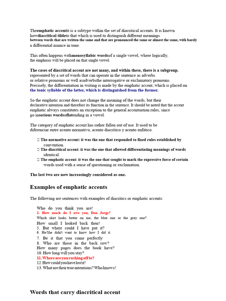 Diacritical and Emphatic Tilde | PDF | Stress (Linguistics) | Adverb