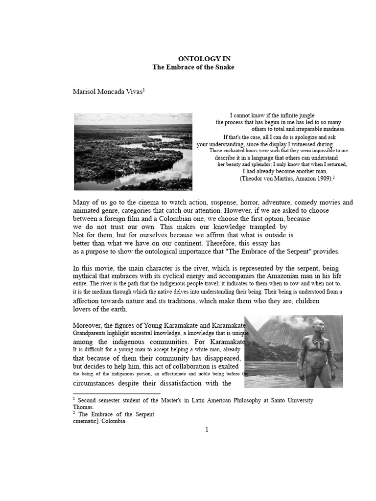 Ontological Insights in "The Embrace of the Serpent" | PDF | Knowledge