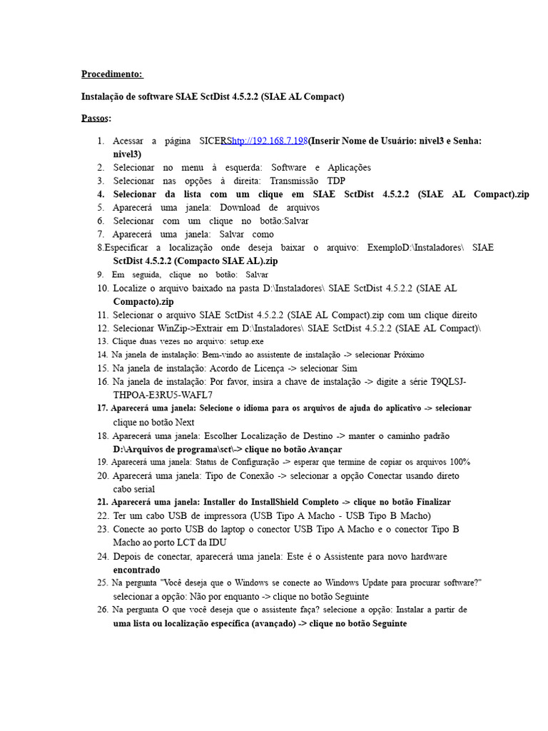 01_Instalação de software SCT 4.5.2.2 (SIAE AL Compact) | PDF | USB ...