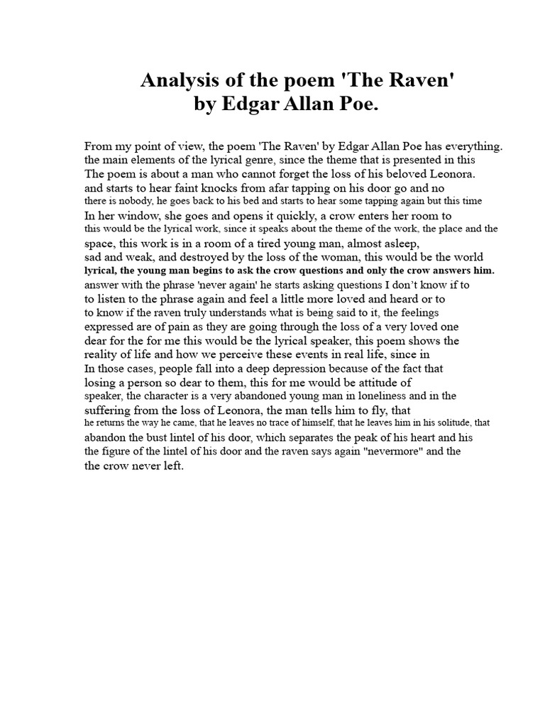 Analysis of The Poem THE RAVEN | PDF