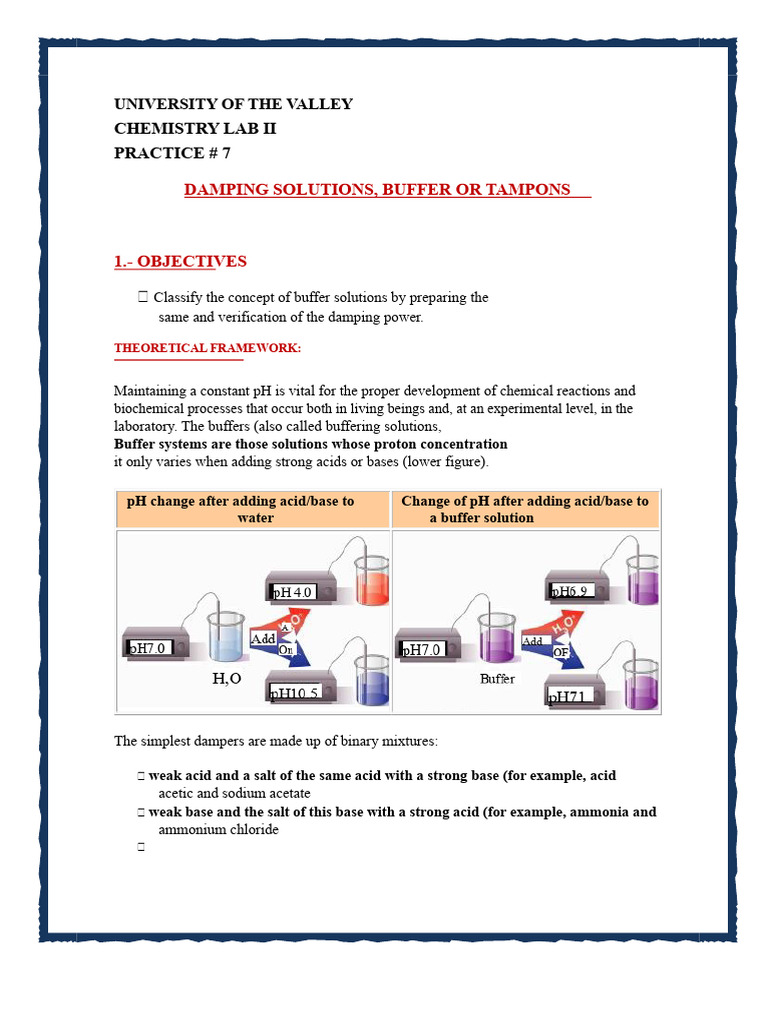 Practical Work 7 - Damping Solutions.docx | PDF | Buffer Solution | Acid