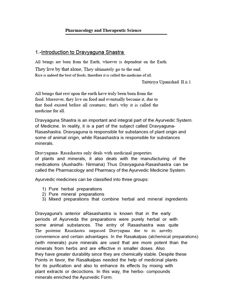 Dravya-Guna-Karma Shastra | PDF | Ayurveda | Perspiration