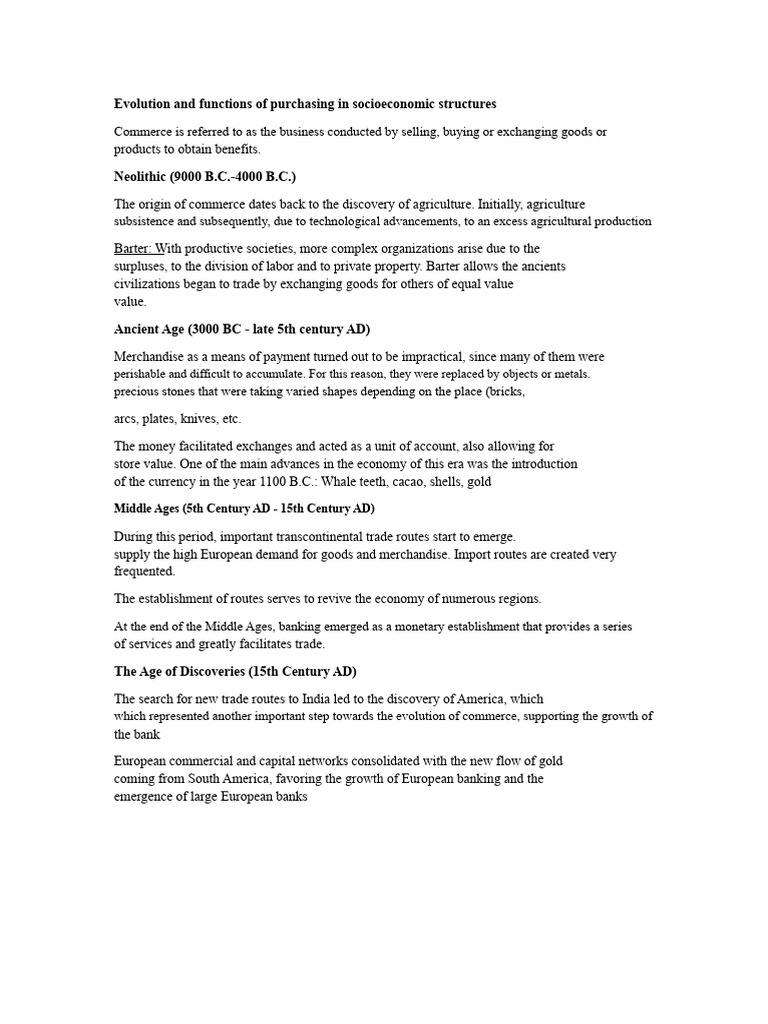 Evolution and Functions of Purchasing in Socioeconomic Structures | PDF ...
