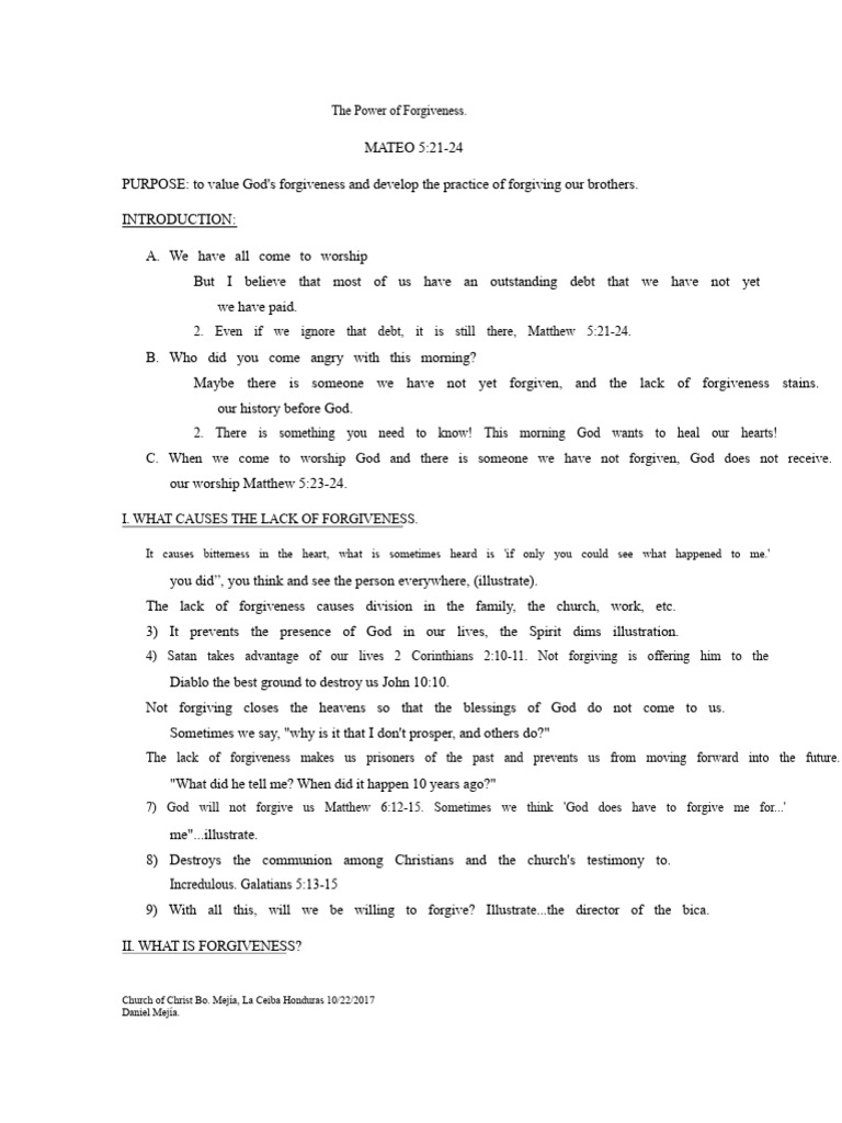 The Power of Forgiveness | PDF | Forgiveness | Jesus