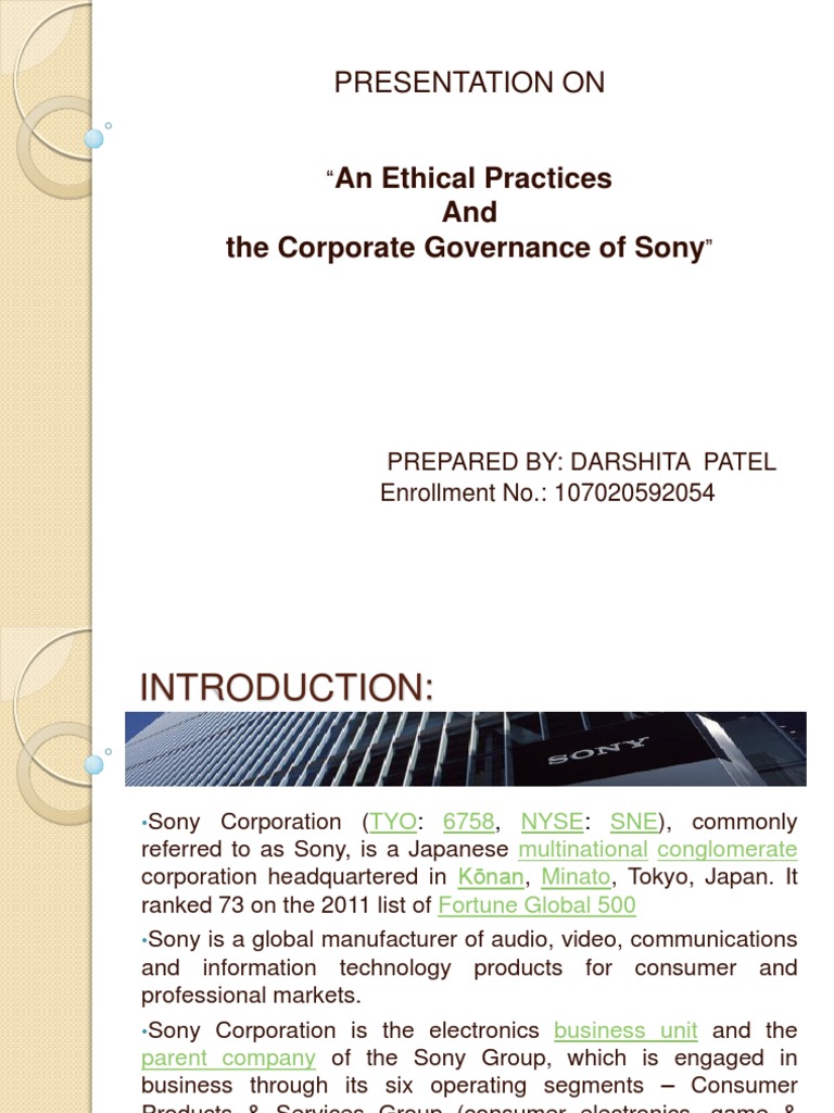 SONY | PDF | Sony | Corporate Social Responsibility