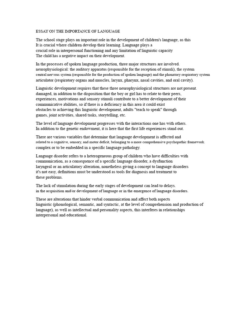 Importance of Language in Development | PDF | Communication | Language ...