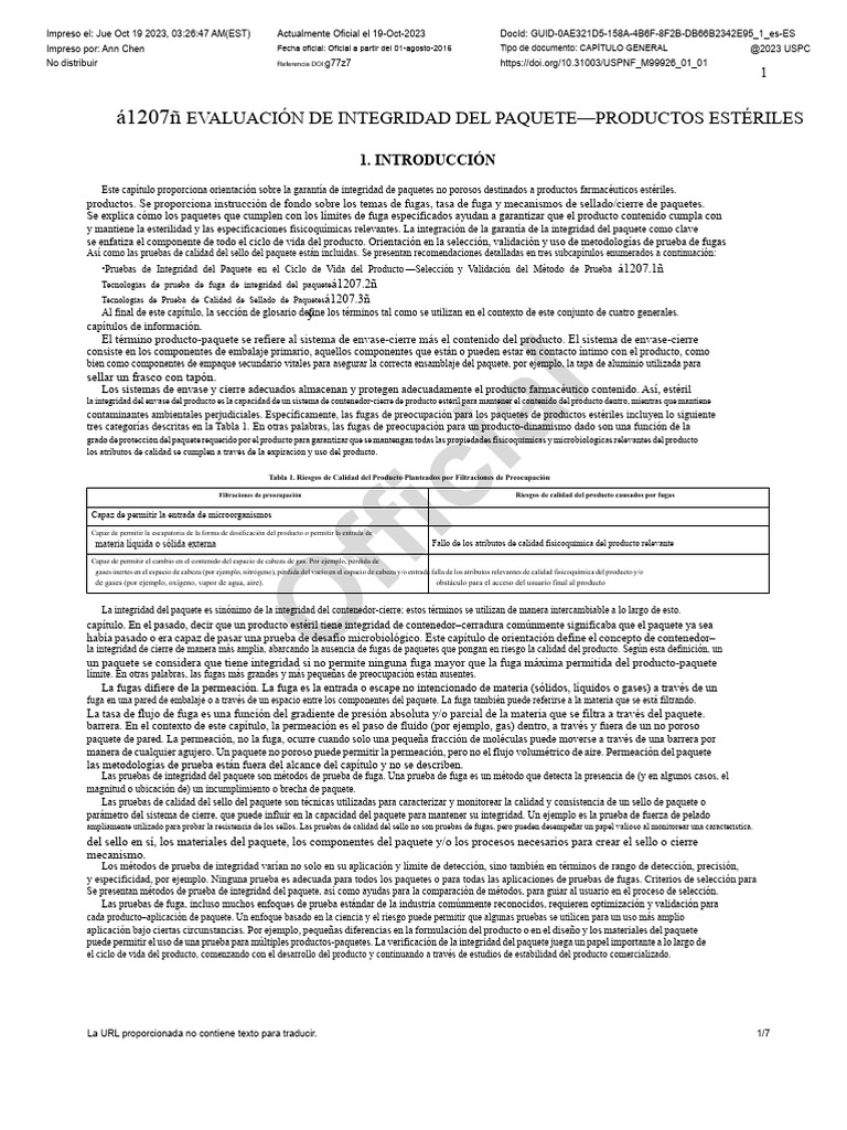 Usp 1207 | PDF | Gases | Pascal (Unidad)