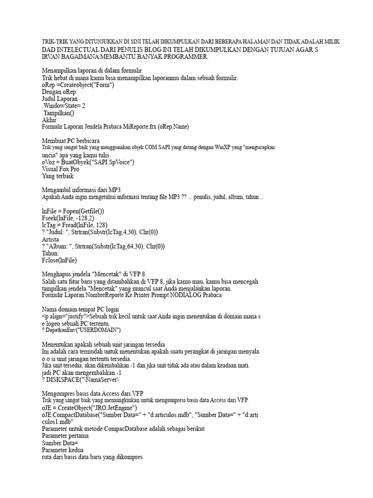 Trik Visual Foxpro | PDF