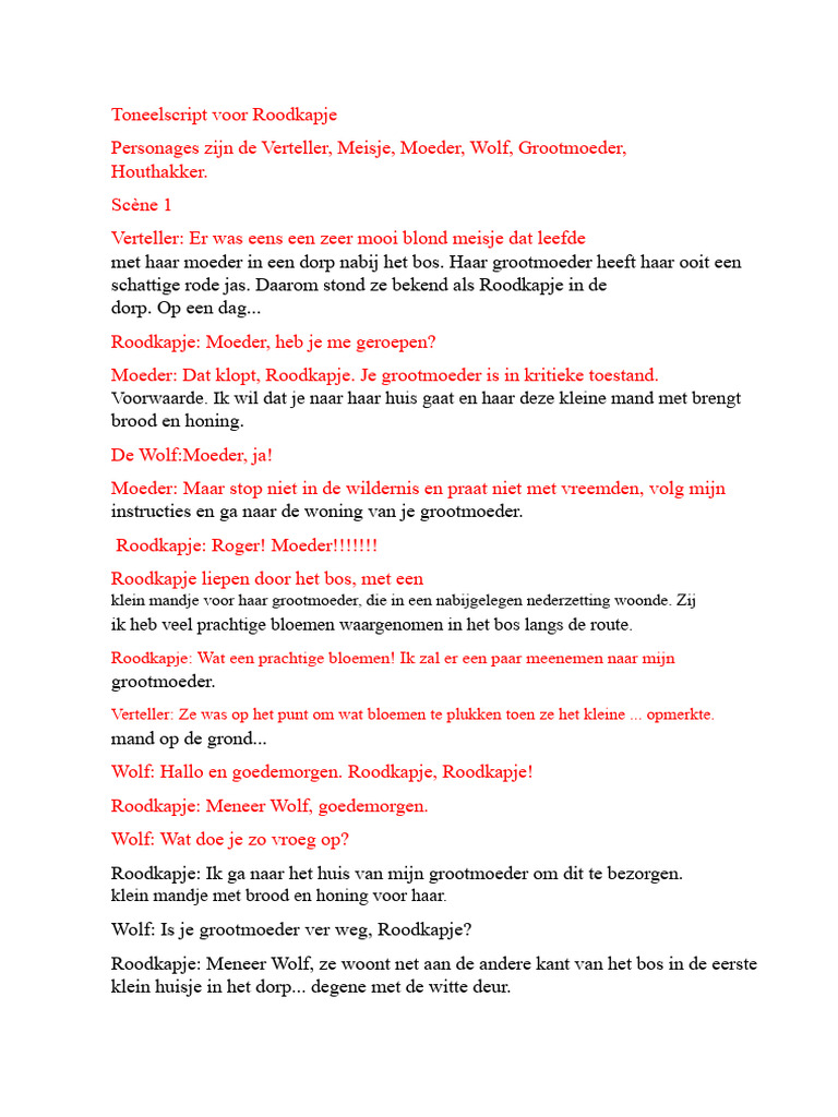Toneelstuk Voor Roodkapje | PDF