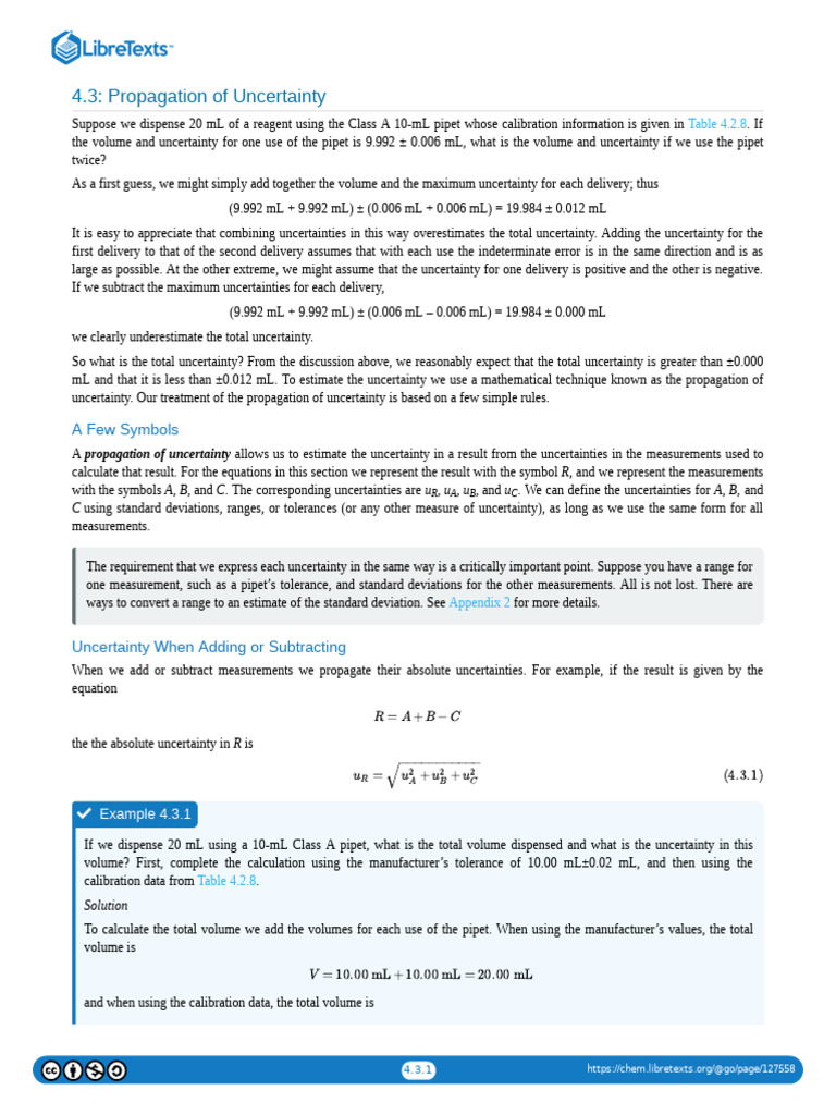 Propagation of Uncertainty in Measurements | PDF | Uncertainty | Volume