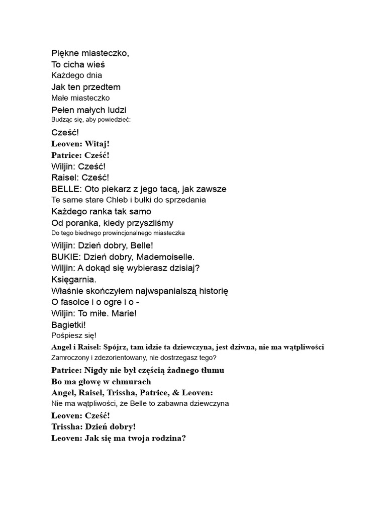 BELLE-tekst-PO POLSKU | PDF