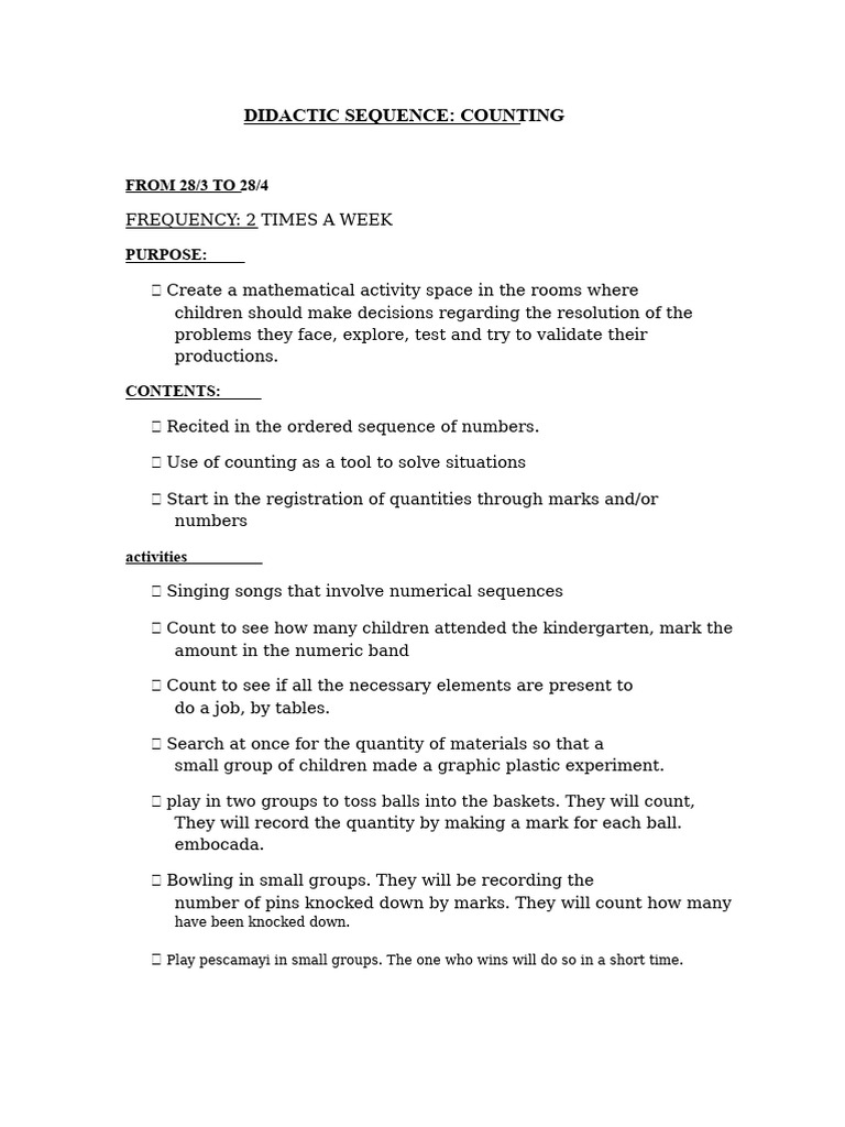 DIDACTIC SEQUENCE counting | PDF | Quantity