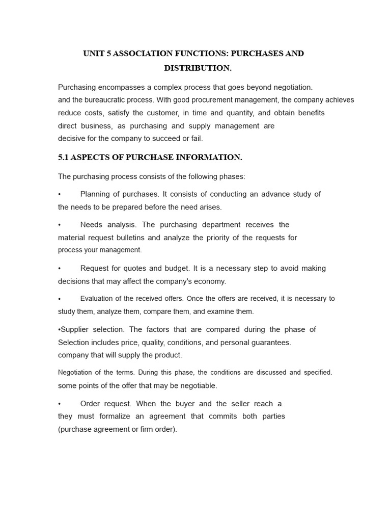 Purchasing Process and Functions Explained | PDF | Procurement ...