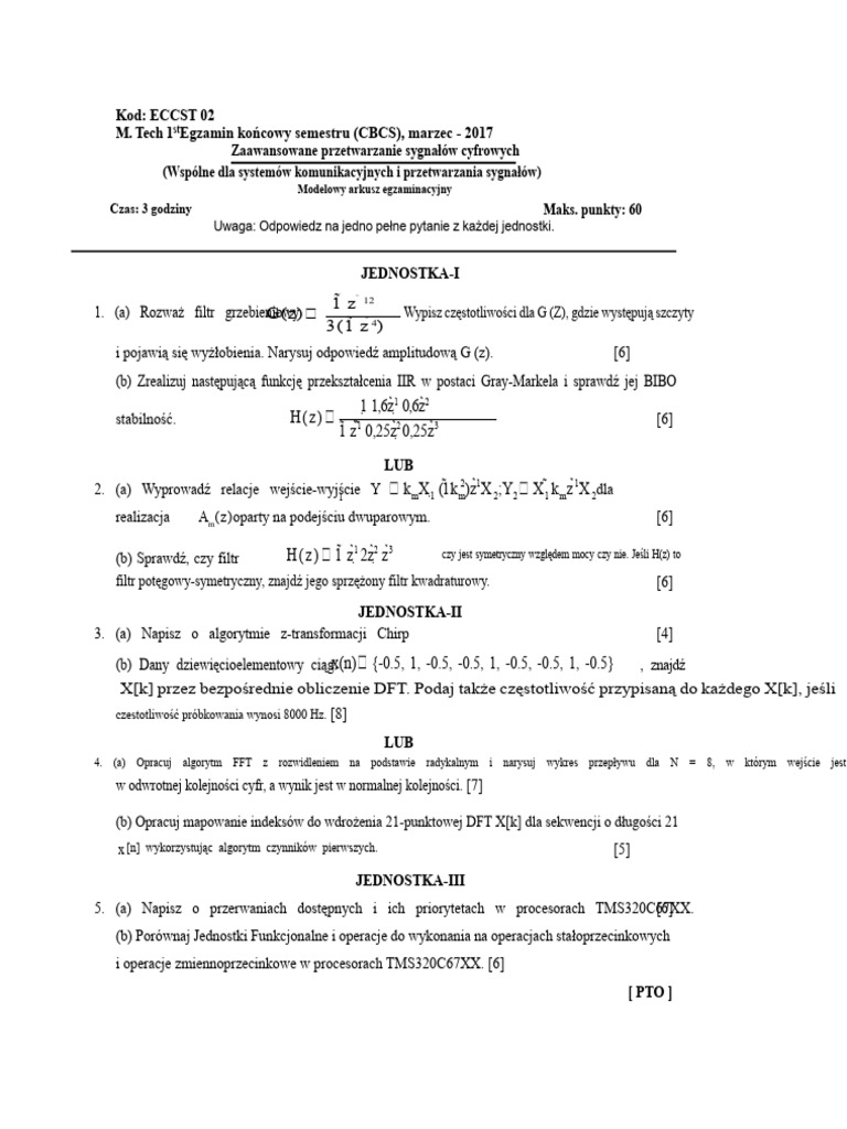 Modelowy Arkusz Egzaminacyjny ADSP 2016-2017 | PDF
