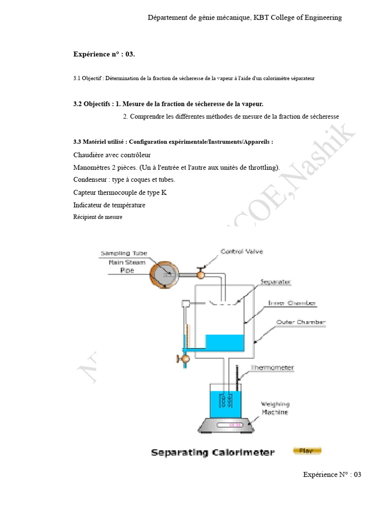 Mesure de la fraction de sécheresse de vapeur | PDF | Chaudière | Soupape