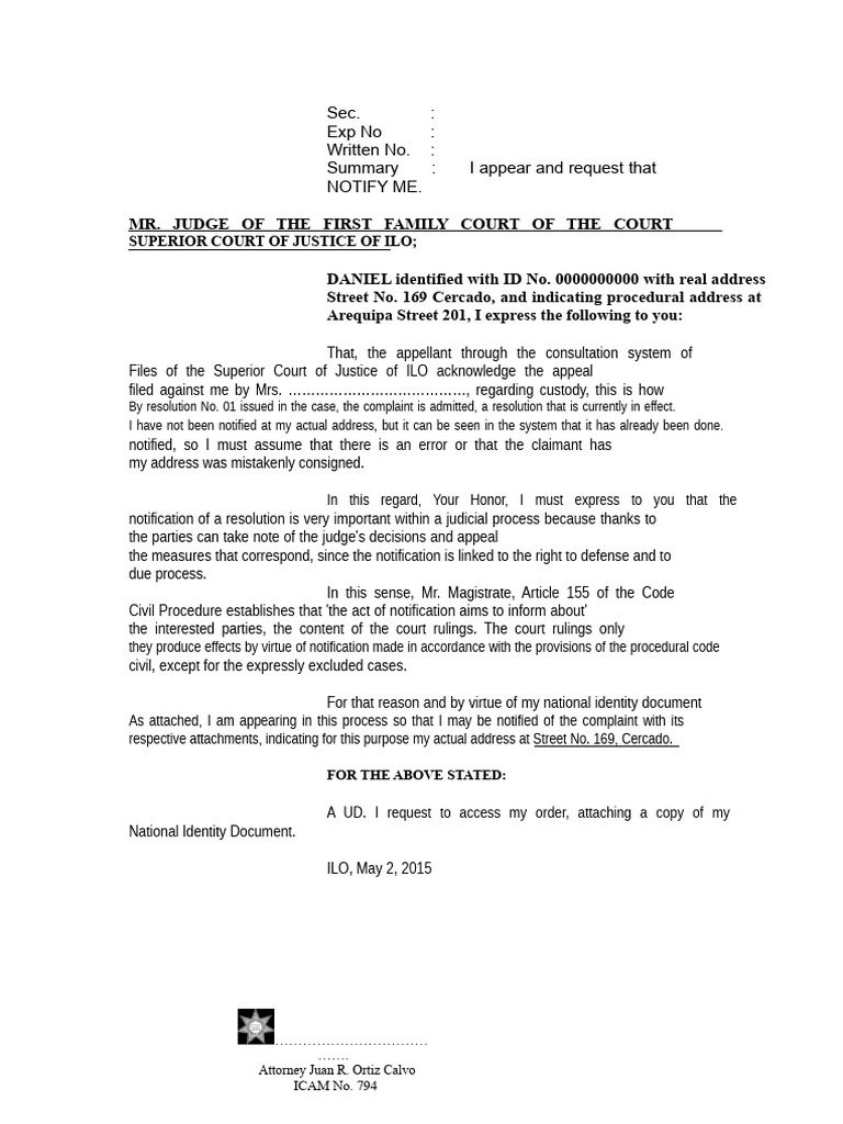 I Present Myself and Request To Be Notified. | PDF | Lawsuit | Judge