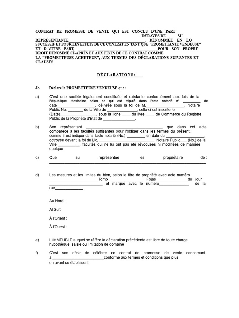 Contrat de Promesse de Vente SLP | PDF | Sodles