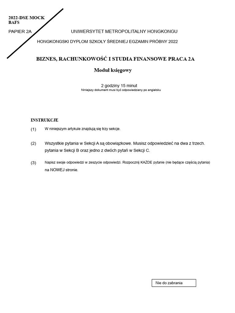 HKMU BAFS 2022 P2A Pytanie Eng | PDF