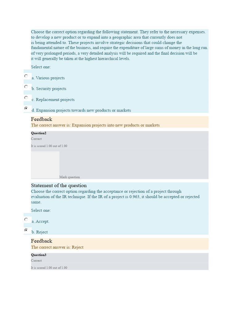 Questionnaire 4 of Finance | PDF | Capital Budgeting | Internal Rate Of ...