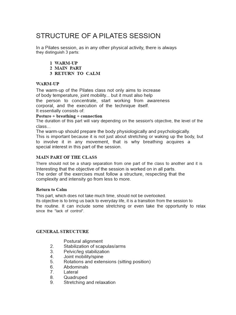 Pilates Session Structure Explained | PDF