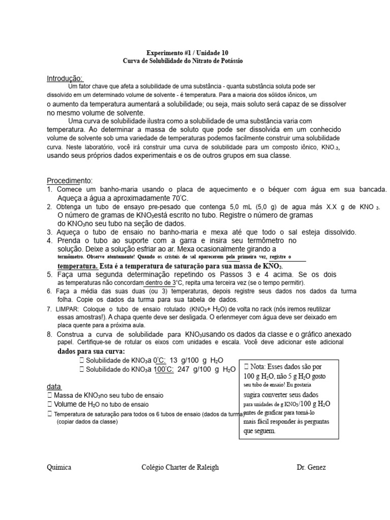 expt 10 | PDF | Solubilidade | Química