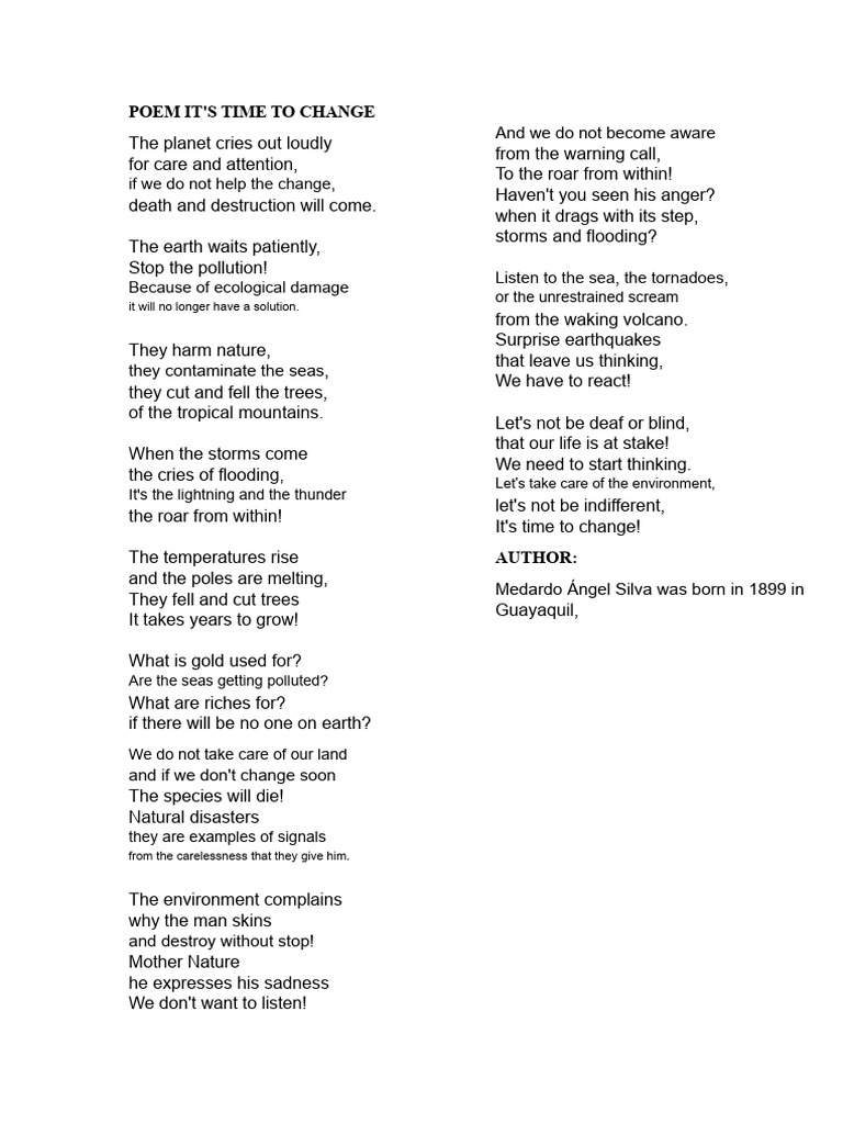 Poem Let’s Take Care of the Environment 2019 | PDF