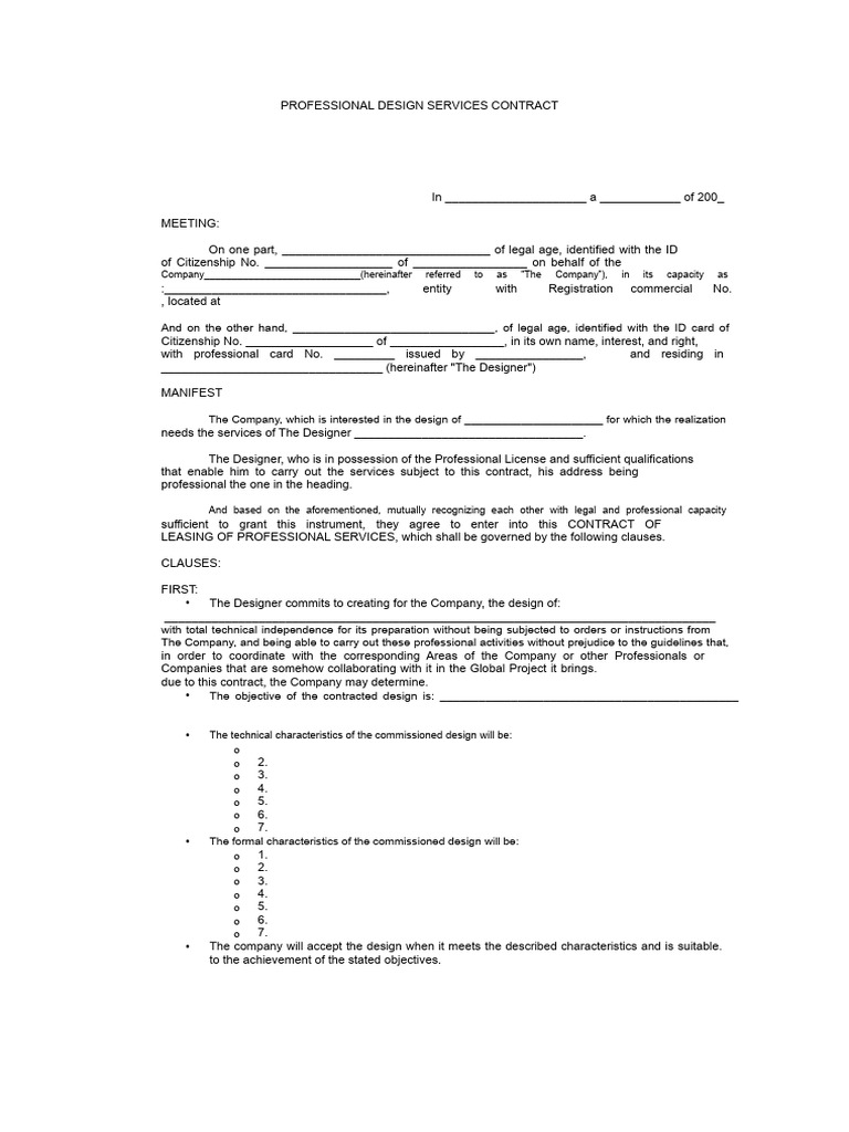 Professional Design Services Agreement | PDF | Breach Of Contract | Lease