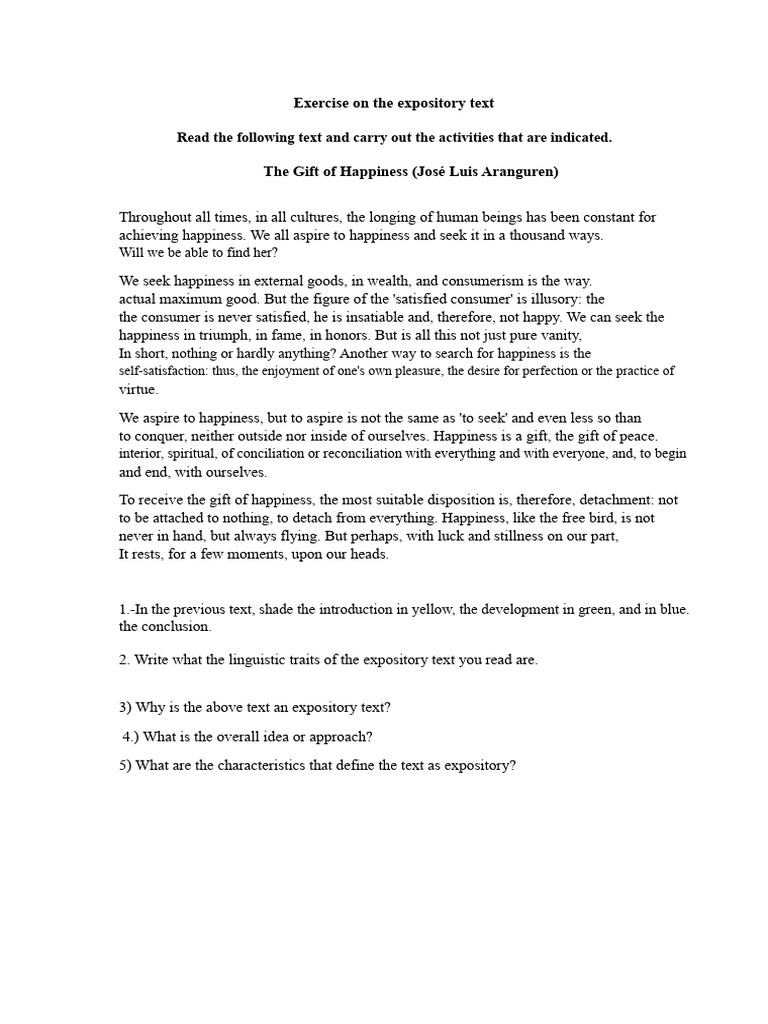 Exercise On The Expository Text | PDF