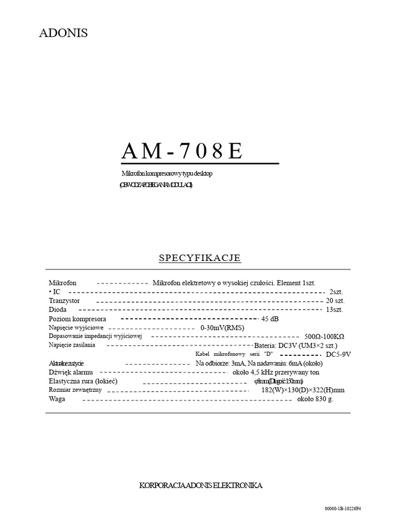 Adonis AM-708E | PDF