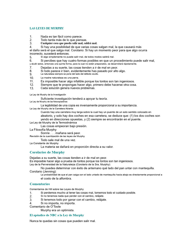 Leyes de Murphy | PDF