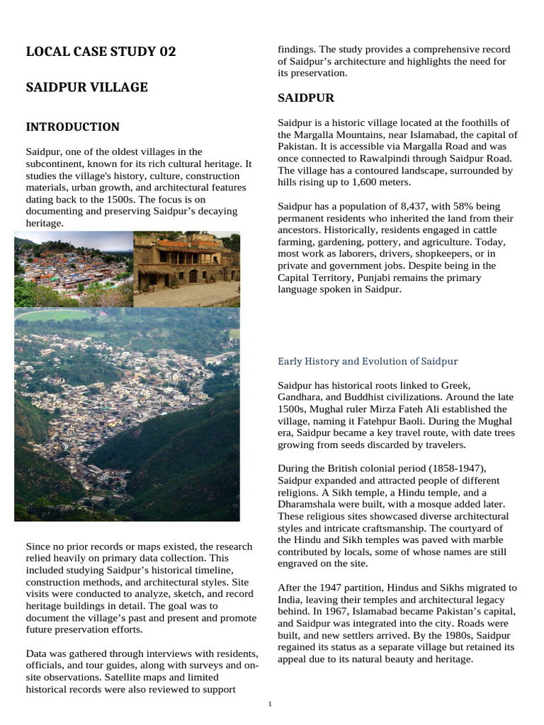 Saidpur Village Through Architectural Lens Deciphe | PDF