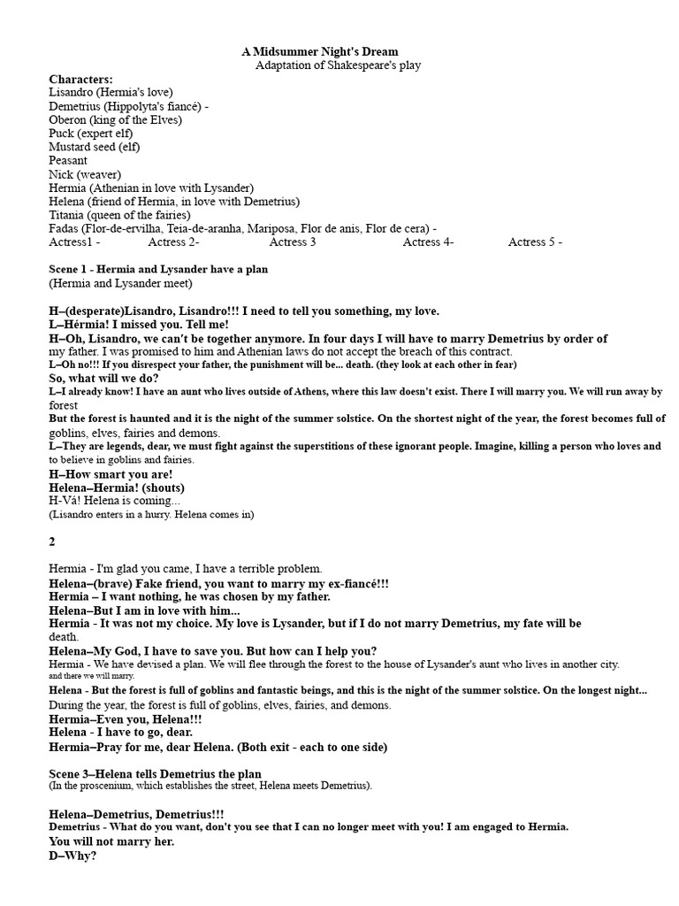 A Midsummer Night's Dream - 2018 Version | PDF | A Midsummer Night's ...