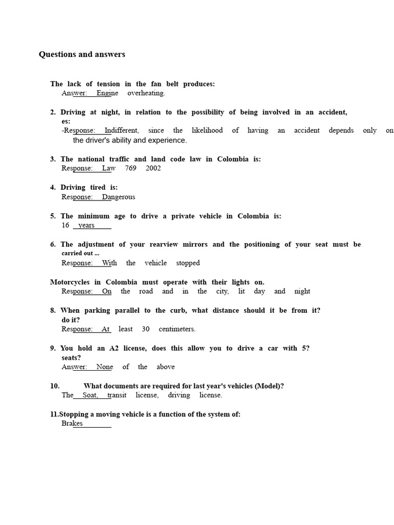 Driving License Questions and Answers-1 | PDF | Traffic | Vehicles