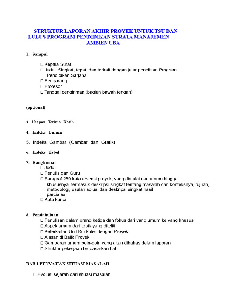 Struktur Laporan Akhir Proyek - Ubv | PDF