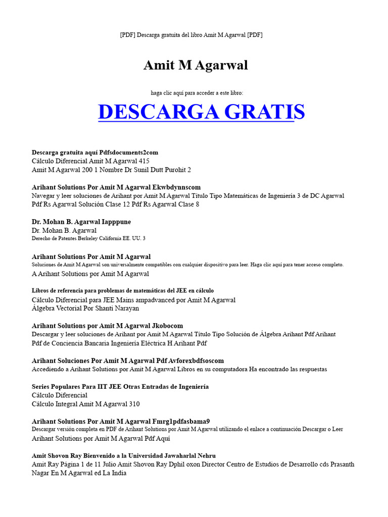Descarga PDF Gratuita: Amit M Agarwal | PDF | Informática